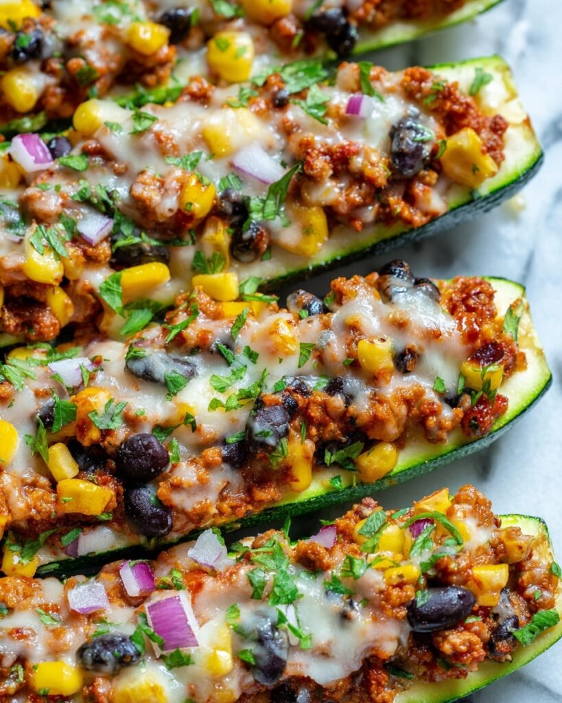 Turkey Santa Fe Zucchini Boats - Healthy Southwestern Flavor
