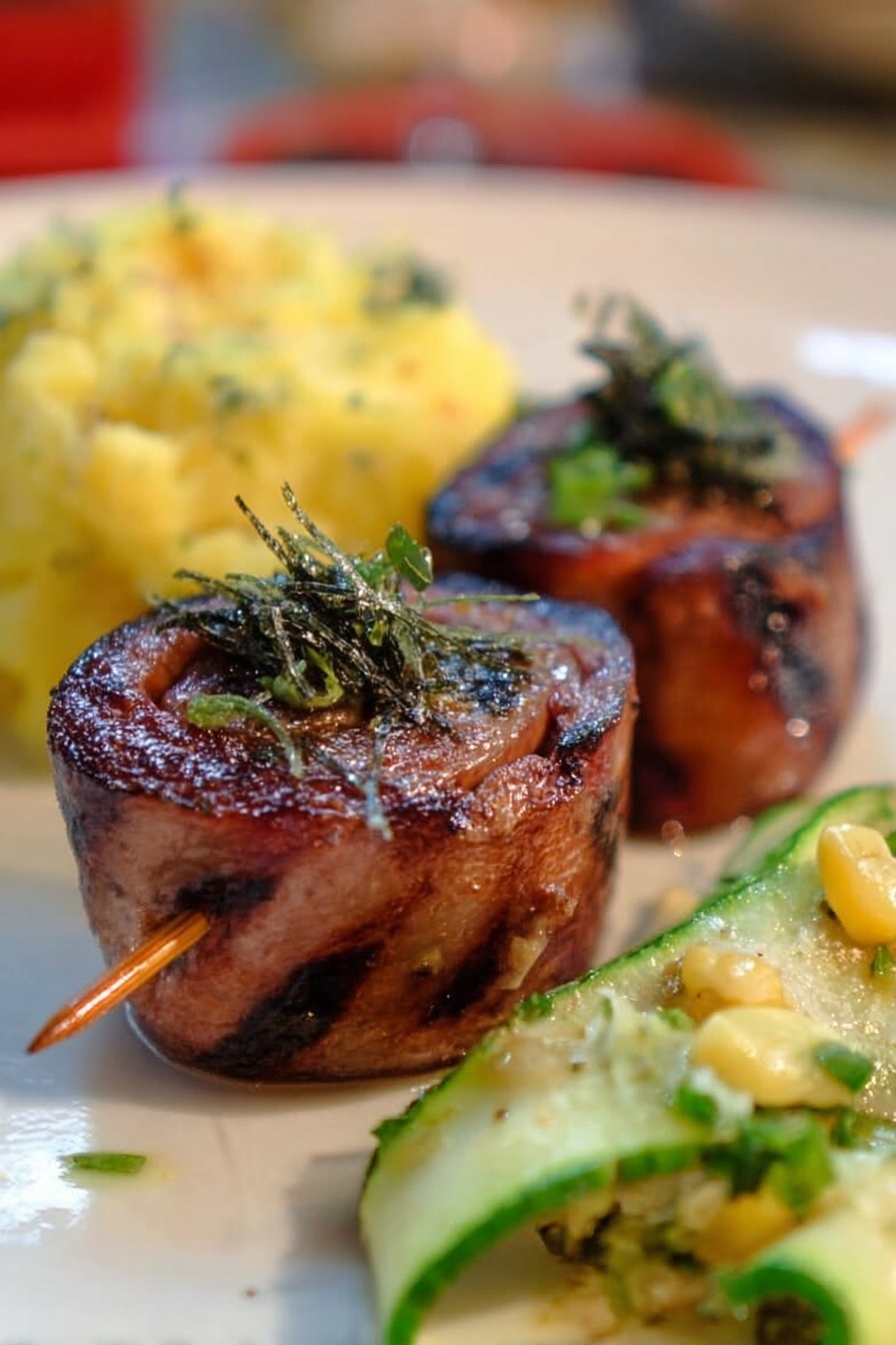 Grilled Lemon Herb Flank Steak Pinwheels Recipe - TastyRates