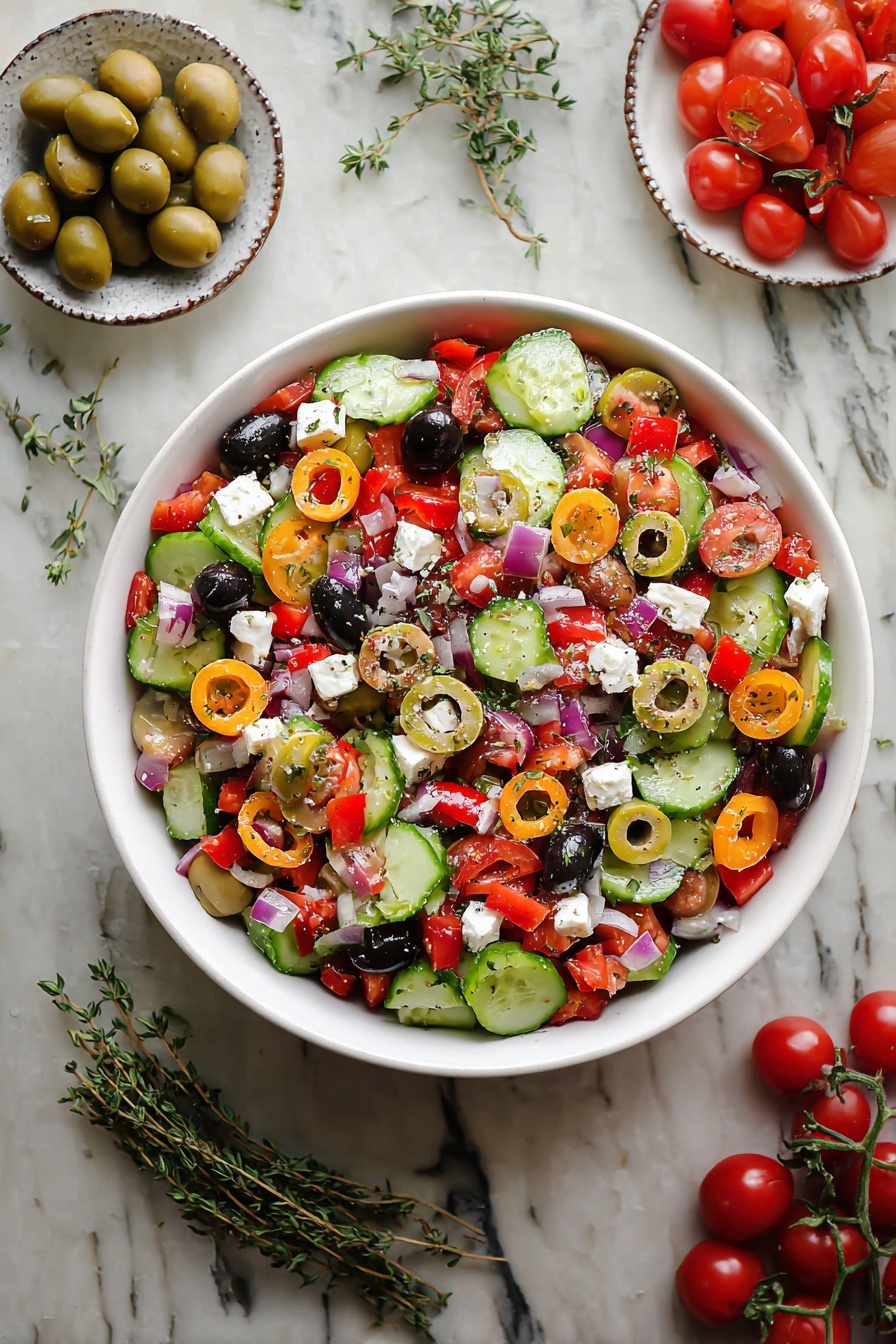 Greek Salad with Fresh Vegetables - Quick & Delicious Mediterranean ...